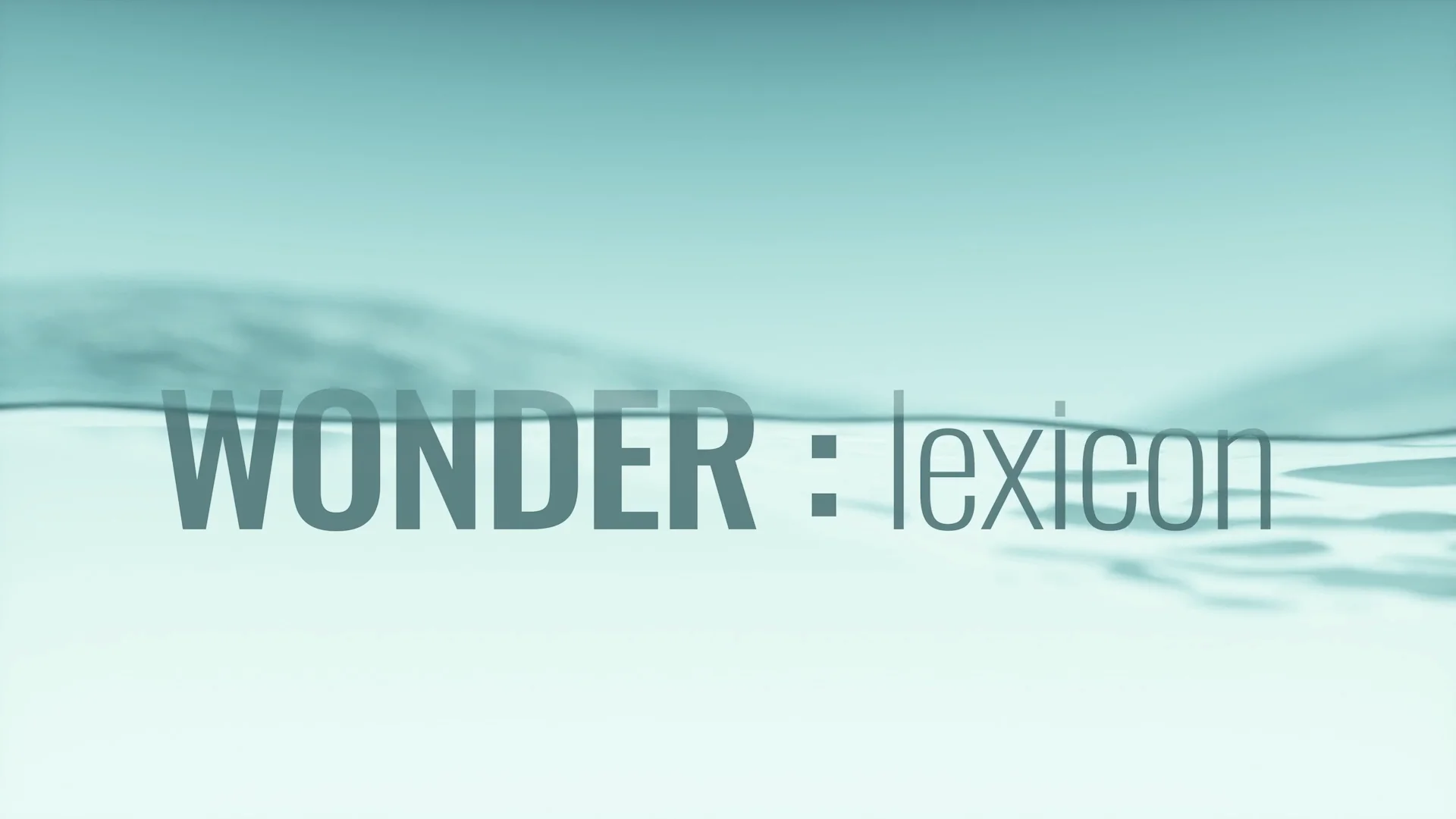 WONDER : lexicon on Vimeo