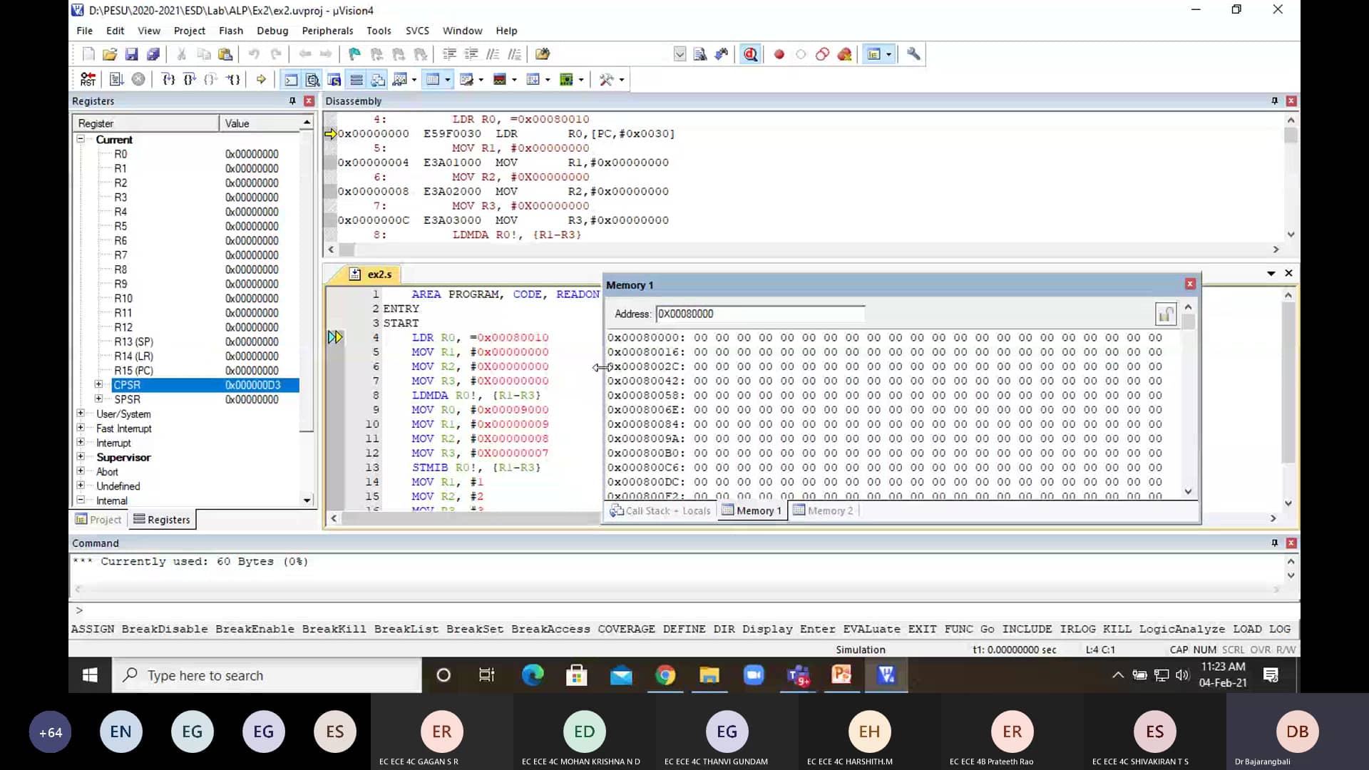 Multiple register load/store, addressing mode with examples on Keil on Vimeo