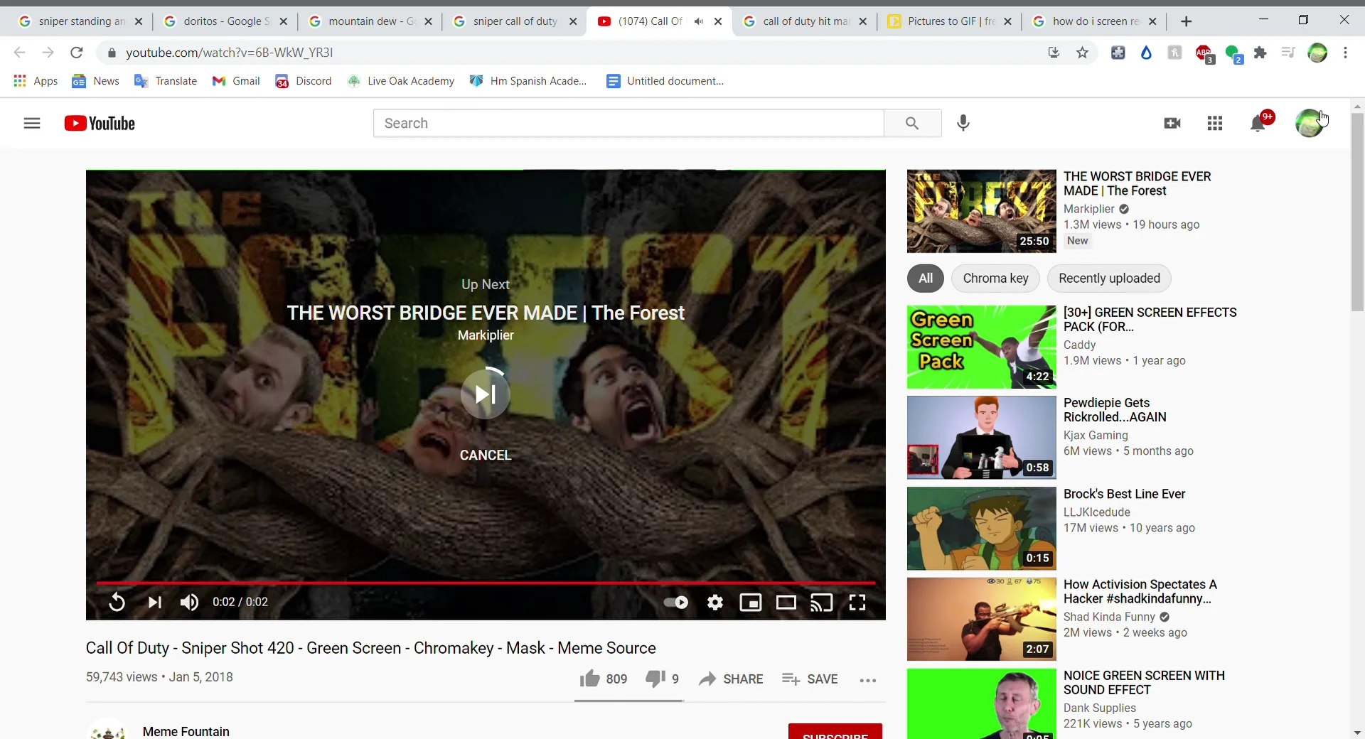 (1074) Call Of Duty - Sniper Shot 420 - Green Screen - Chromakey - Mask ...