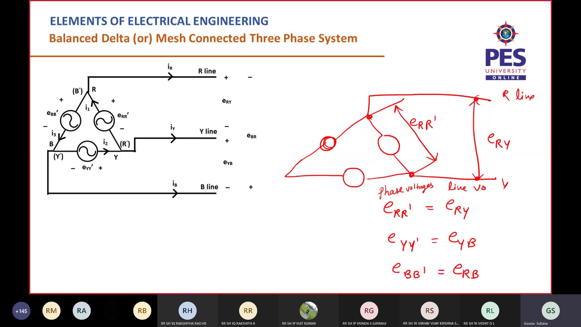 Balanced Delta connected Three Phase System; Voltage and Current ...