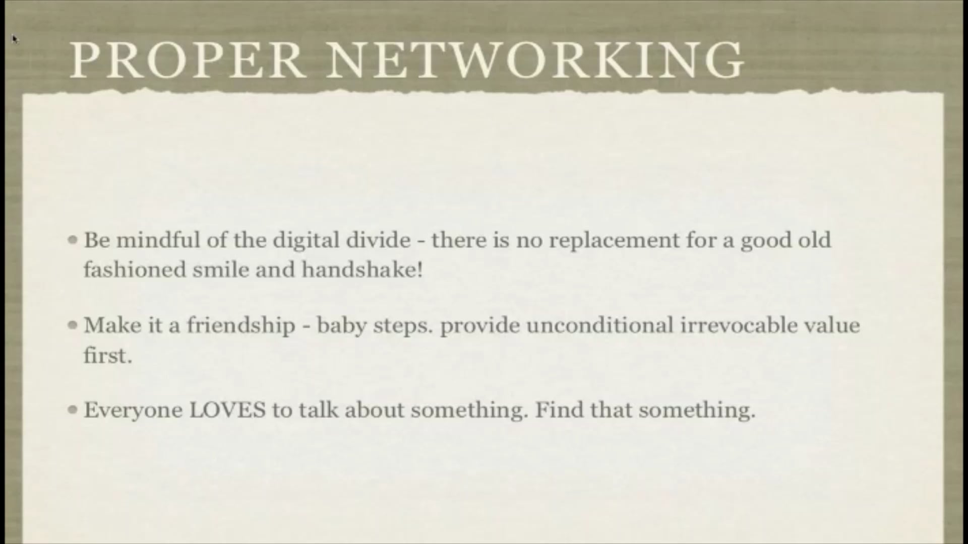 Proper Networking 101 on Vimeo