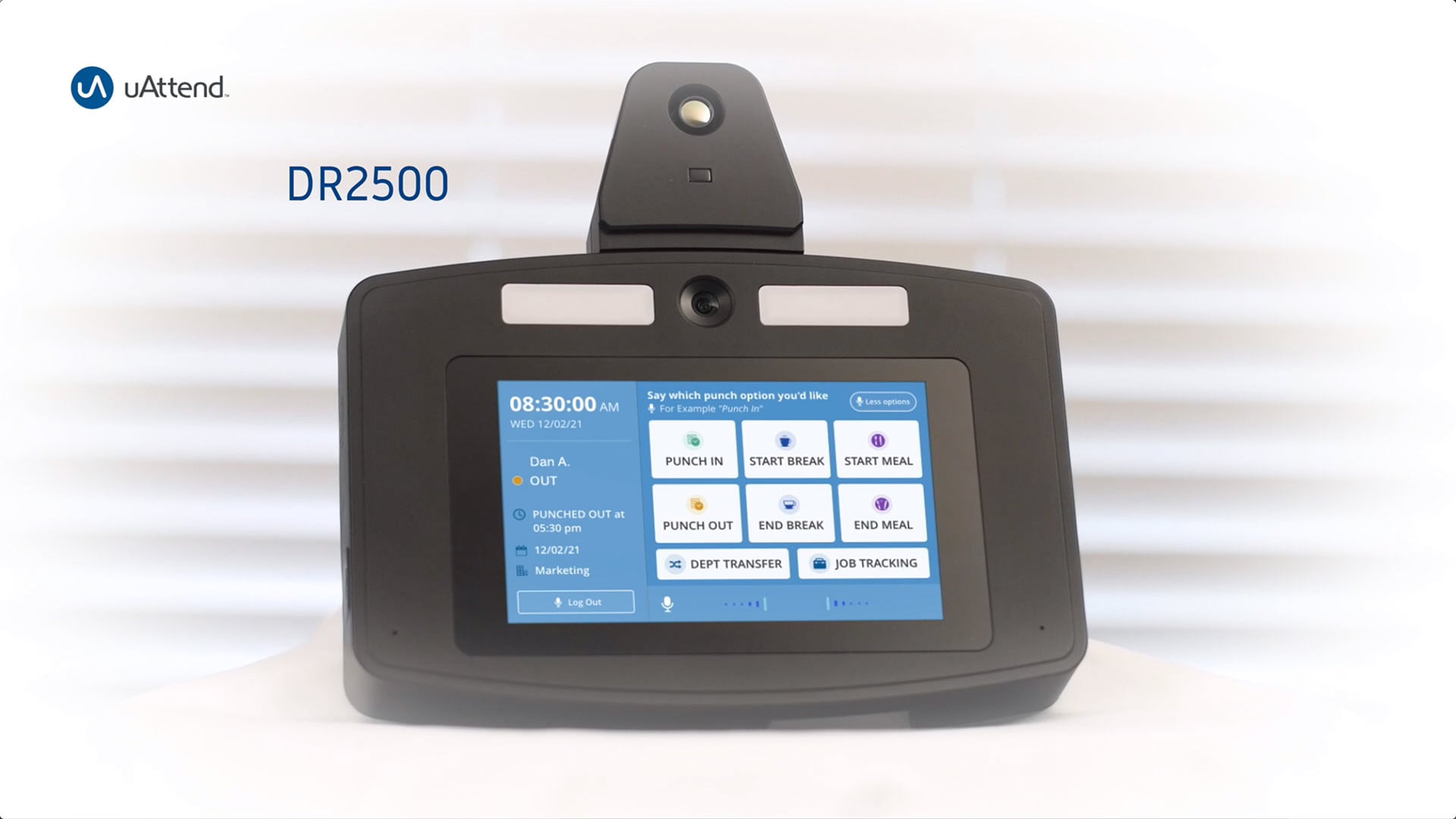 uAttend DR2500 Touch-Free Time Clock with Temperature Reader on Vimeo