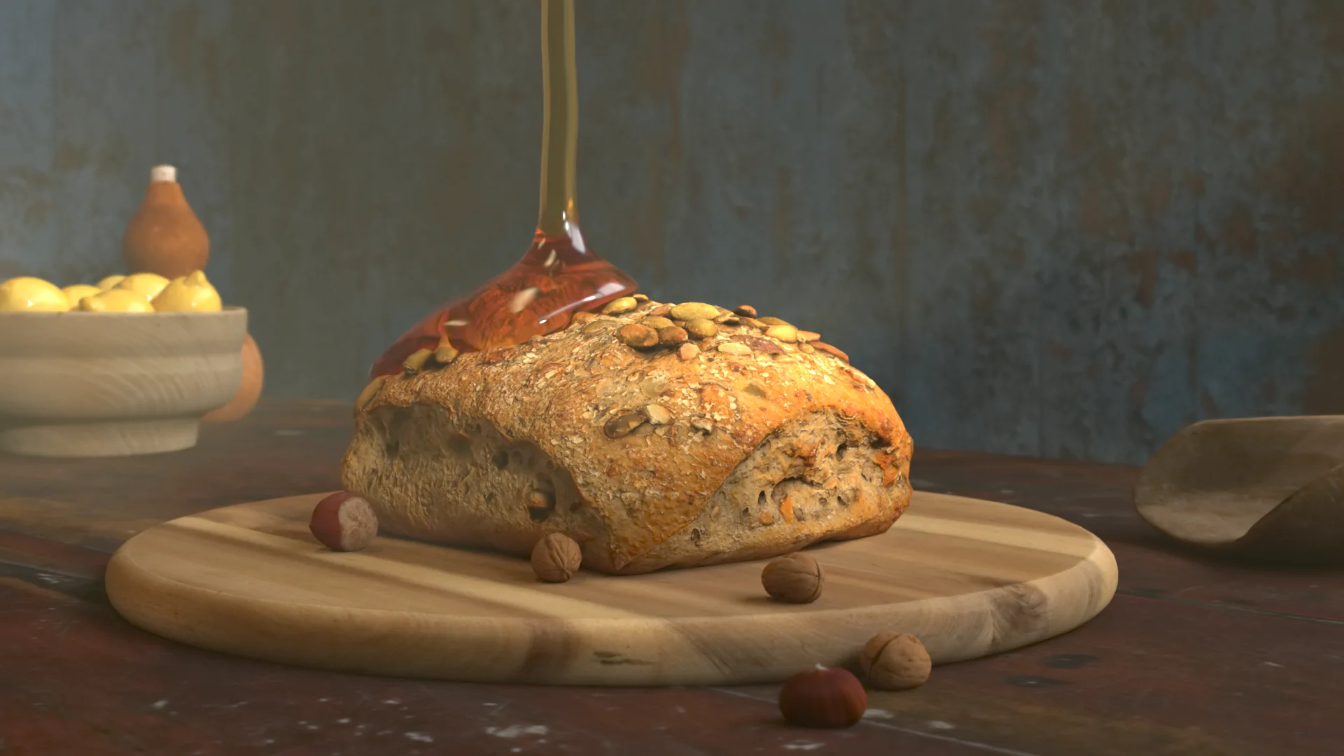 Honey Dripping on Bread Animation