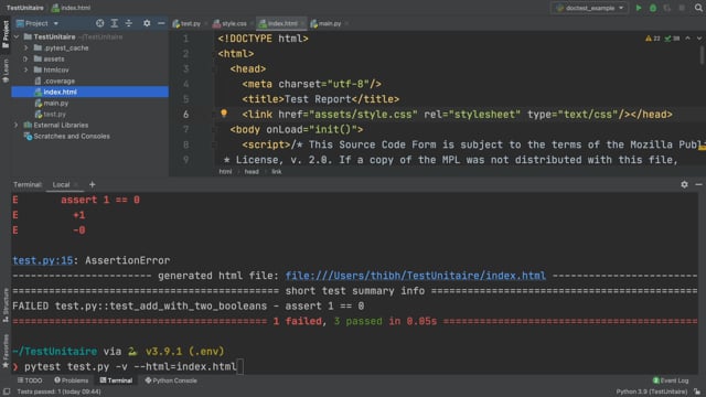 Créer un rapport HTML avec pytest-html