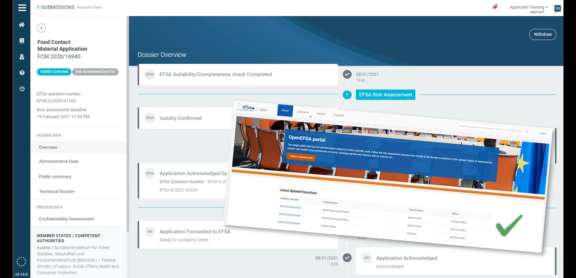 E-Submission Food Chain (ESFC) Platform: Interactions with the ...