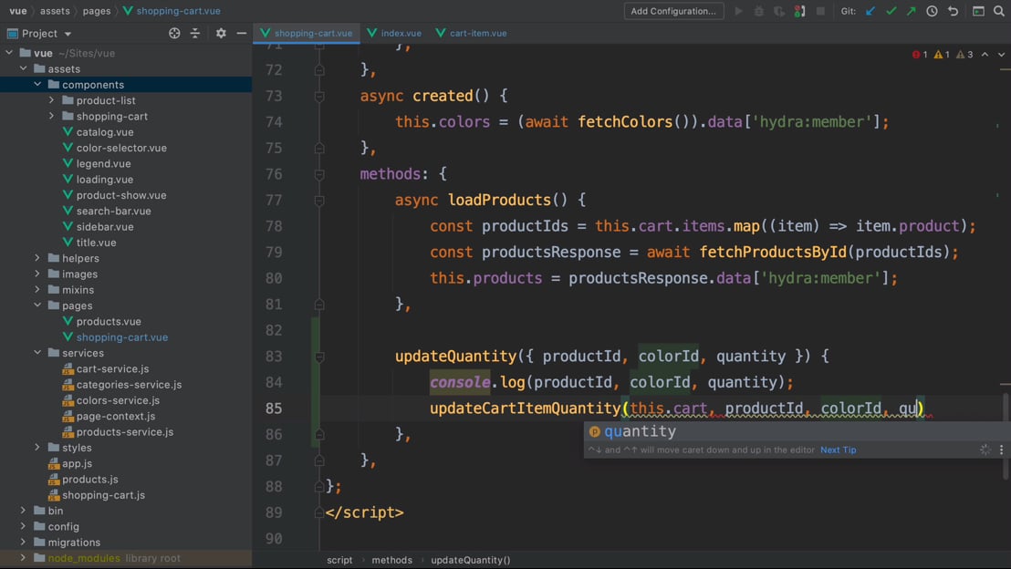 Quantity: Updating Data & Saving to the Server > The Delightful World of Vue Part 2 | SymfonyCasts