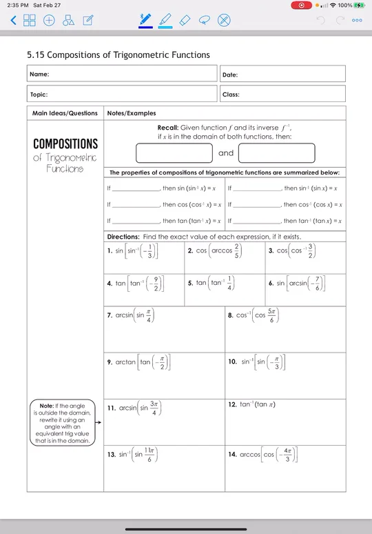 PreCalculus Unit 5.15 Compositions of Trigonometric Functions on Vimeo