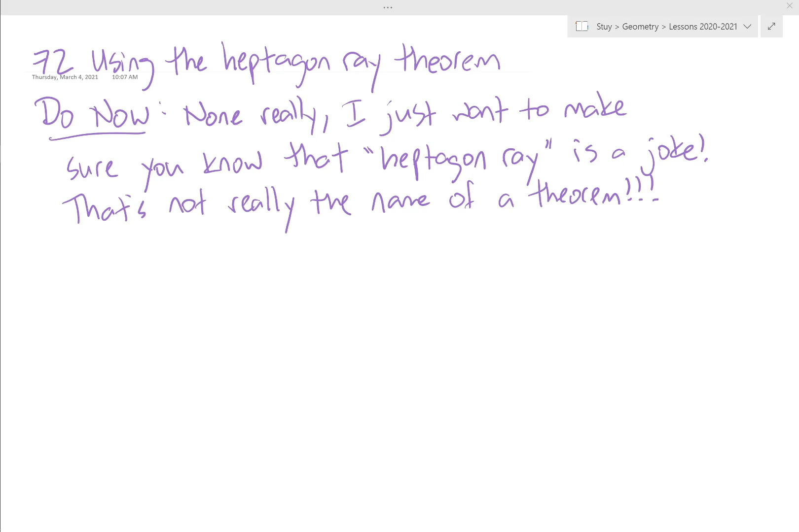 72 Using the heptagon ray theorem