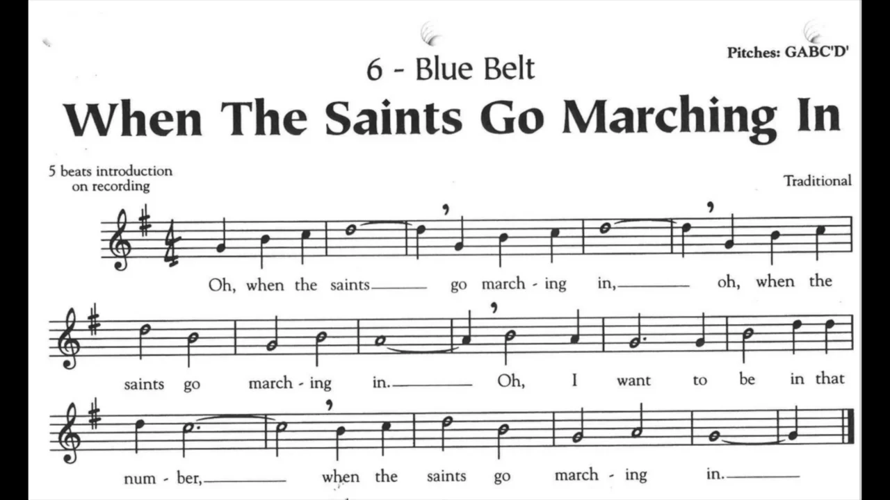 Recorder Practice Video- When the Saints Go Marching In