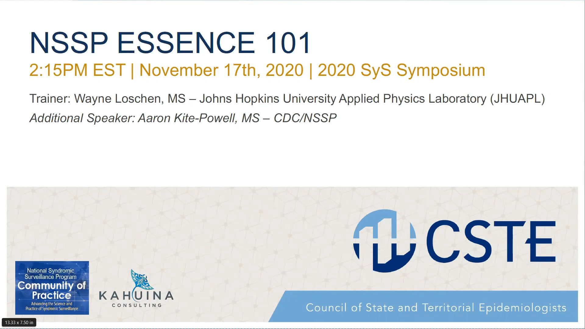 Day 1 - Training: NSSP ESSENCE 101 on Vimeo