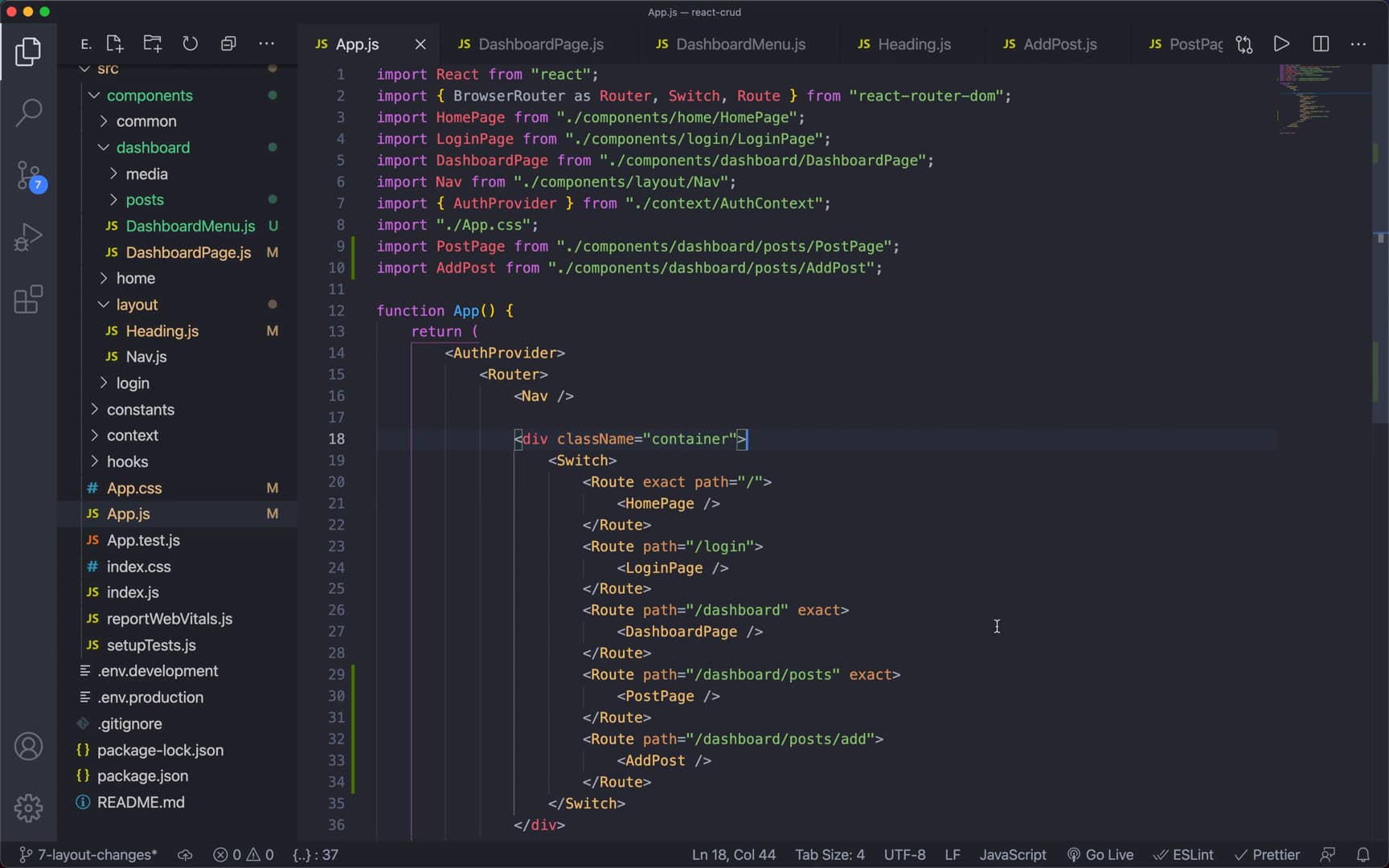 React CRUD - Part 7 - Layout changes and new routes on Vimeo