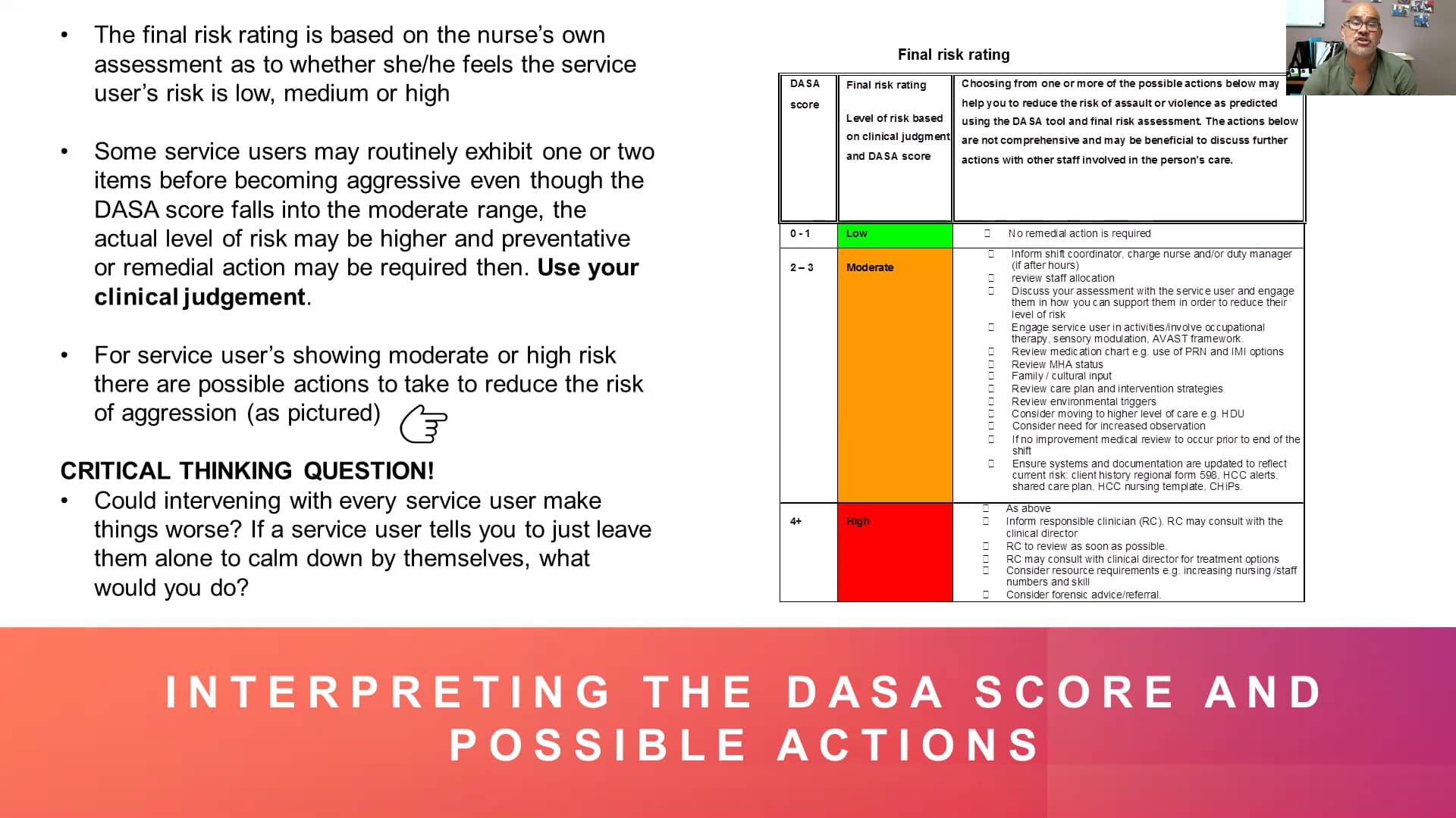 Dynamic Appraisal of Situational Aggression (DASA) on Vimeo