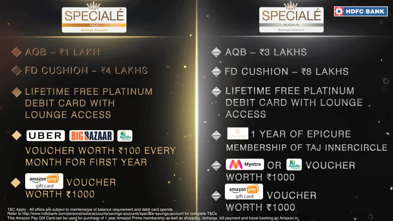 Speciale Gold And Platinum Savings Account Online with HDFC Bank on Vimeo