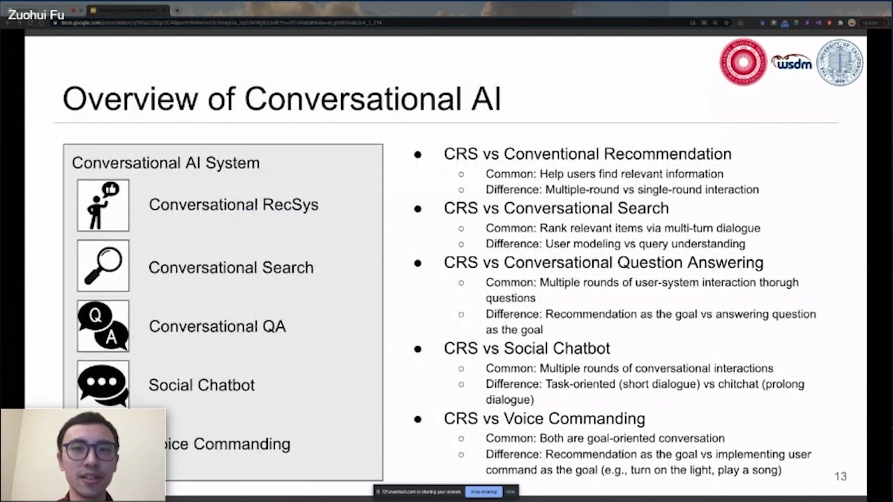 Tutorial on Conversational Recommendation Systems on Vimeo
