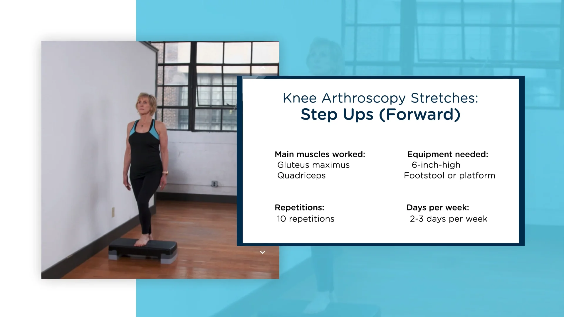 MiCare Path - Stretches - 51_Knee_Conditioning_Stretches_Advanced_Program_Step_Ups_Forward V2 on ...