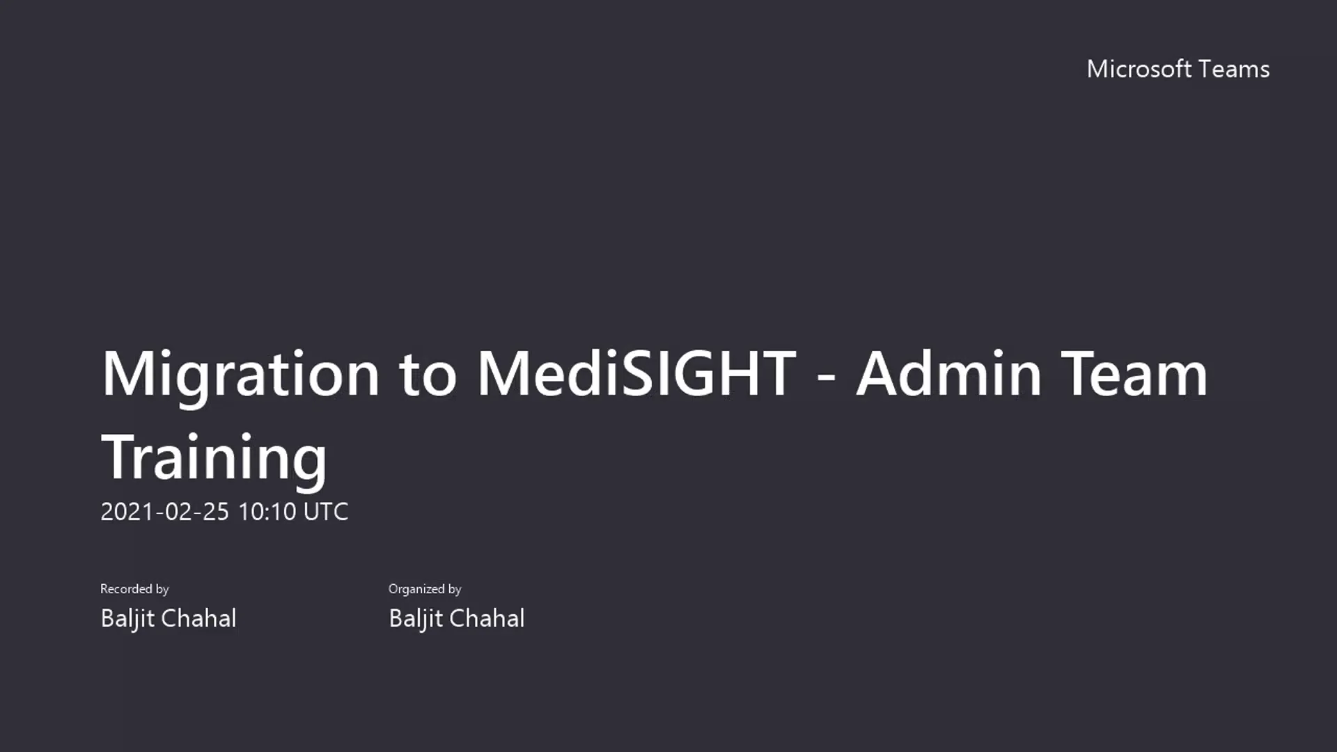 Migration to MediSIGHT - Admin Team Training