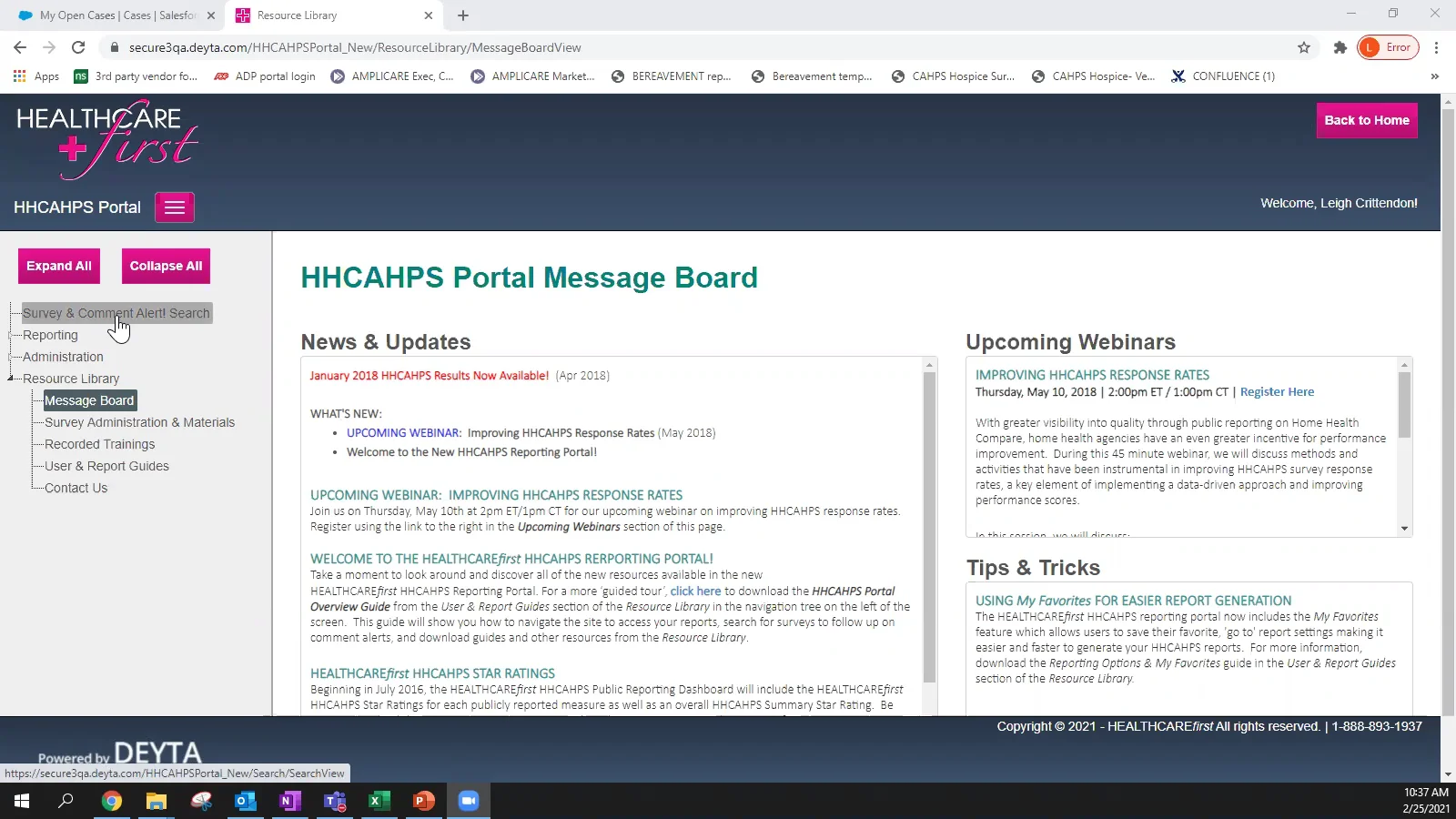 HHCAHPS Survey And Comment Alert Search Training 2-25-21
