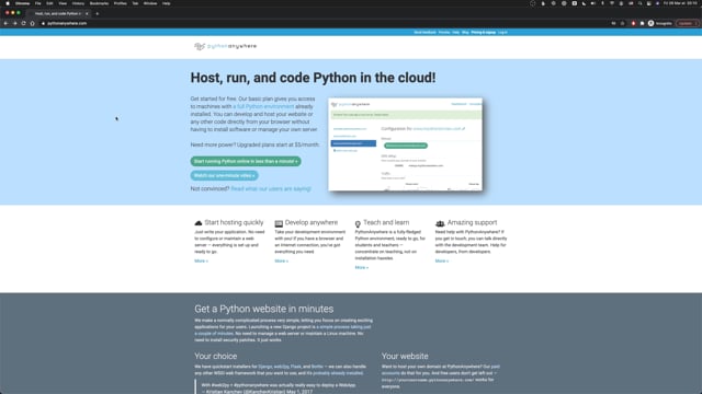 Présentation de PythonAnywhere