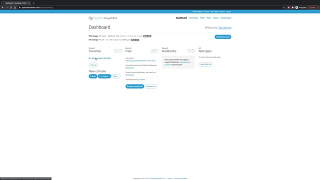 Création de l'app sur PythonAnywhere
