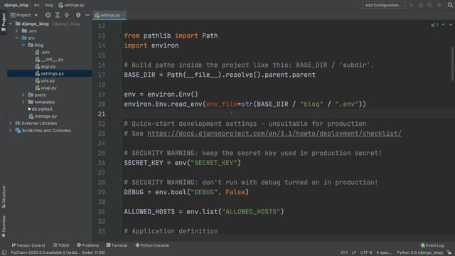 Préparer les fichiers du projet Django