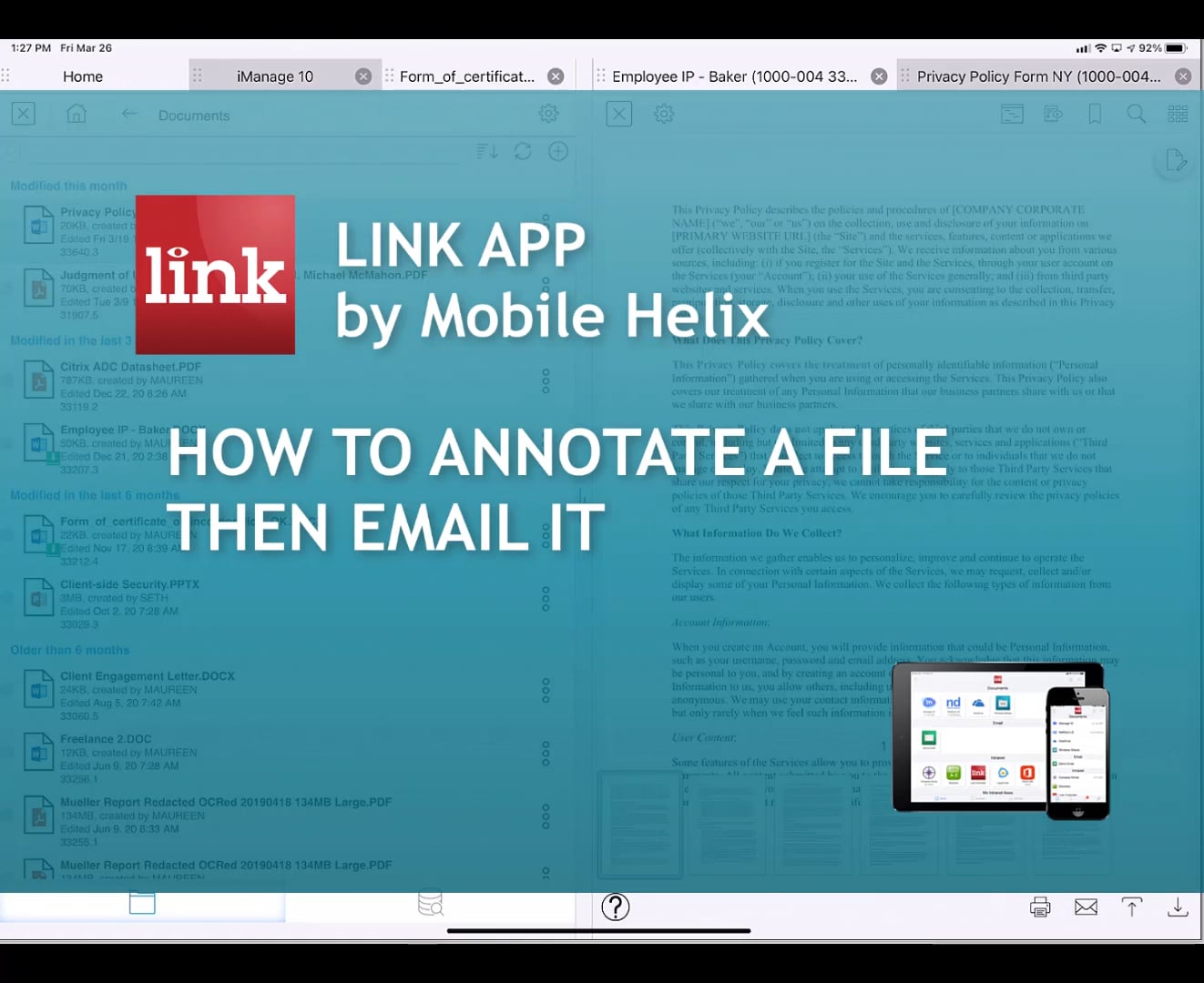 LINK App - iManage® How-to Videos & Tips - LINK App: Annotate a File, Then Email 4:01 on Vimeo