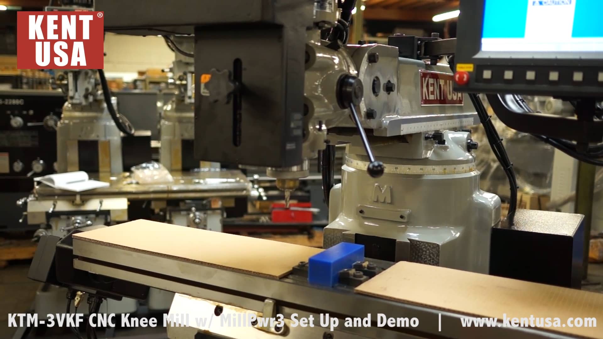 KTM-3VKF CNC Knee Mill with MillPwr3 Set Up and Demo on Vimeo