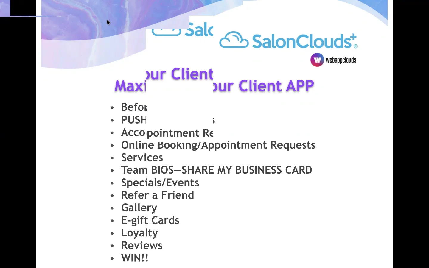 SalonCloudsPlus LIVE Webinar: Maximizing Your Client APP on Vimeo