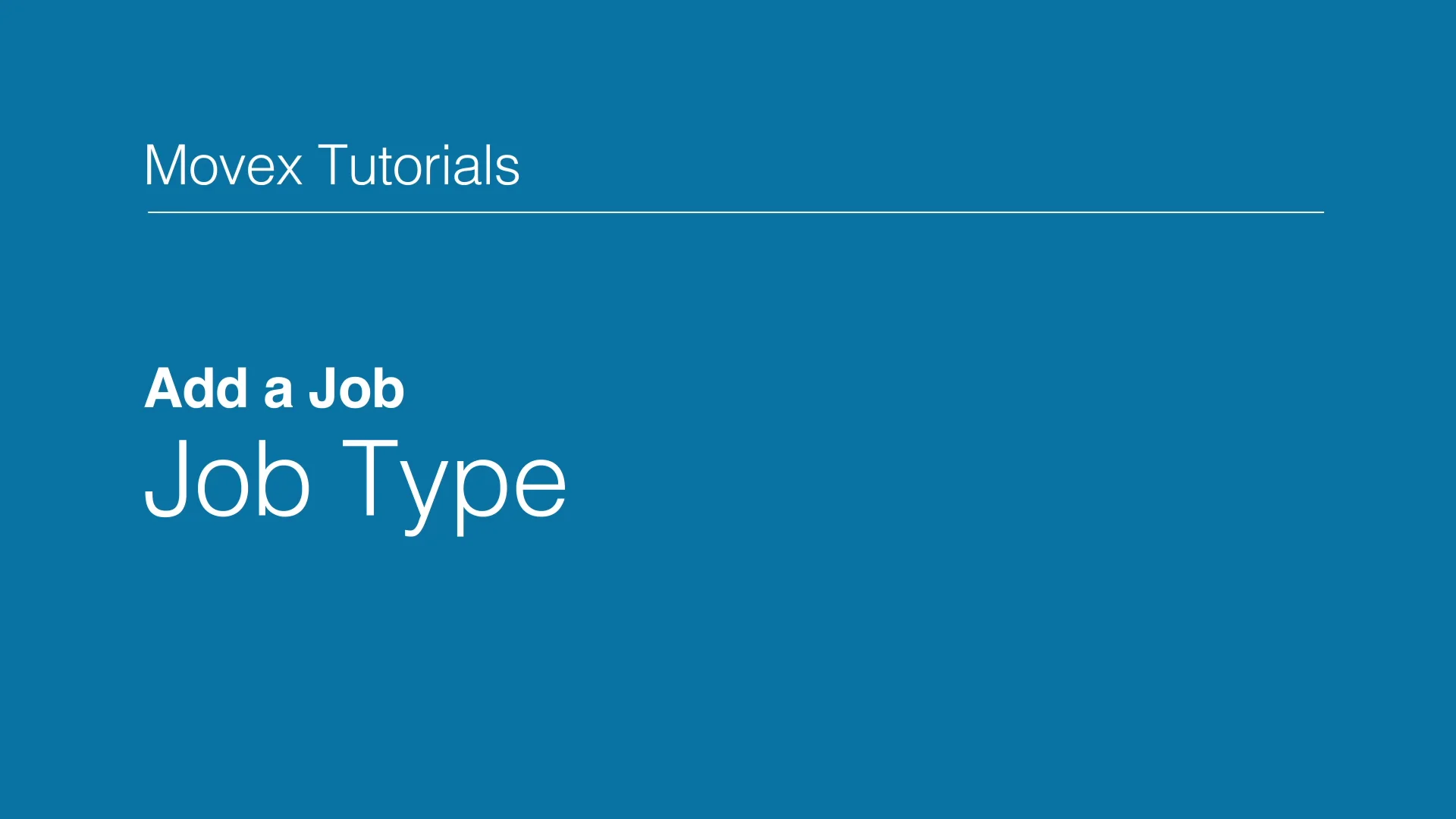 Add a Job - Job Type