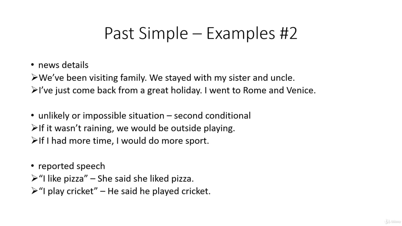 Past Simple Usage Formation Examples