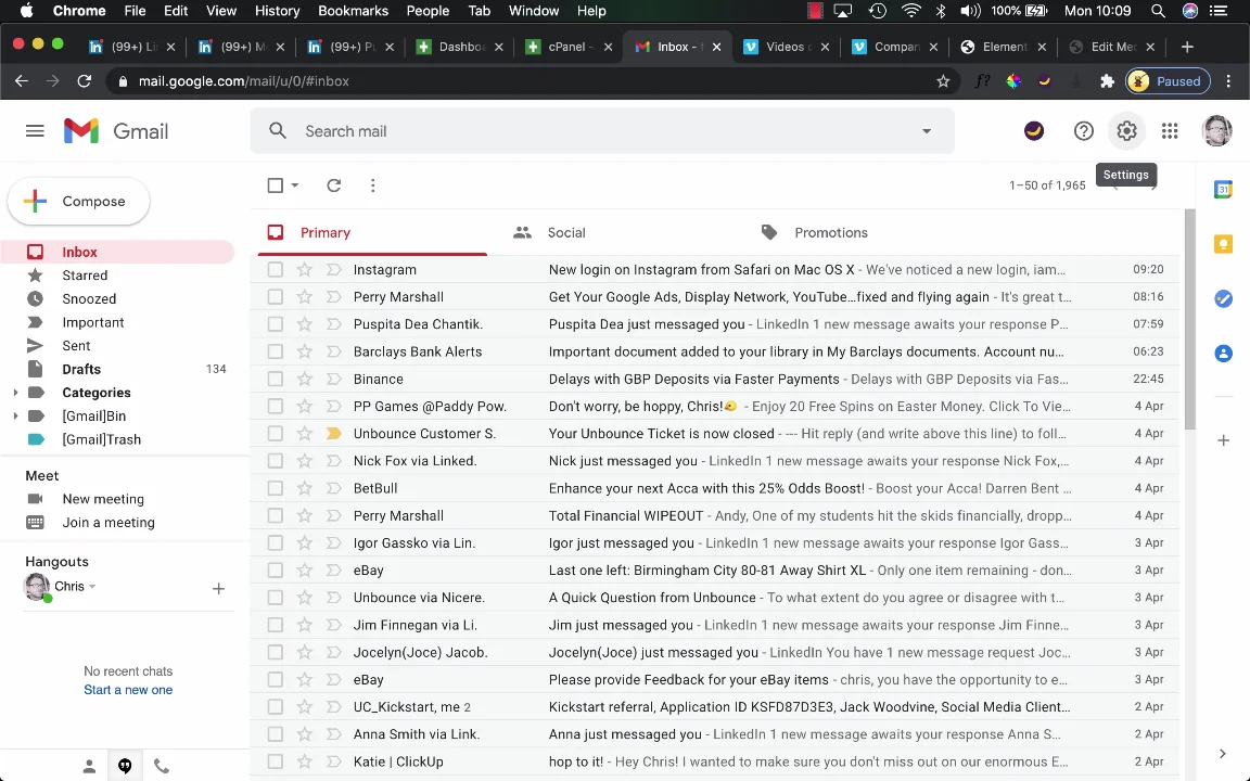 email signature set up on Vimeo