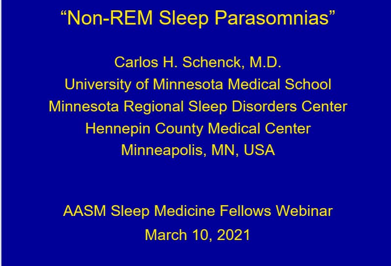 Core - Non-REM Sleep Parasomnias: Carlos H. Schenck, MD on Vimeo
