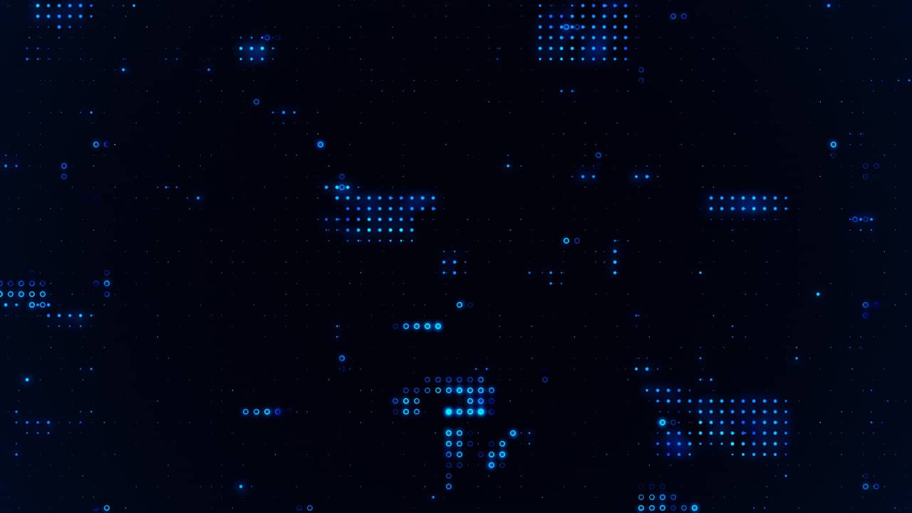 4K Digital data of connected dot nodes flowing to the side in a loop on ...