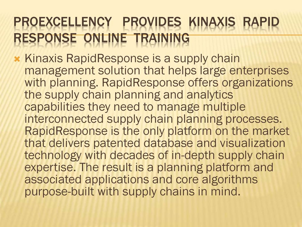 Kinaxis Rapid Response Online & corporate training on Vimeo