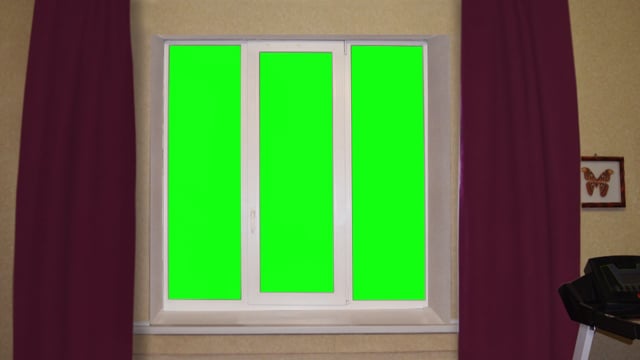 Curtains On A Green Background, Window On Green Background, Chromakey ...