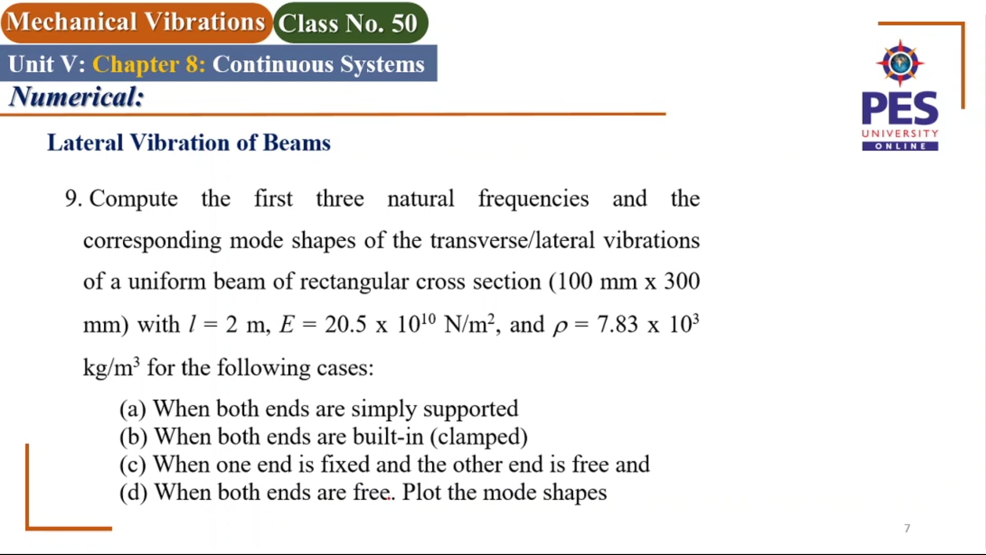 Class 50 MV Unit 5 Continuous Systems Numerical II Dr. CVC 09 04 2021 ...