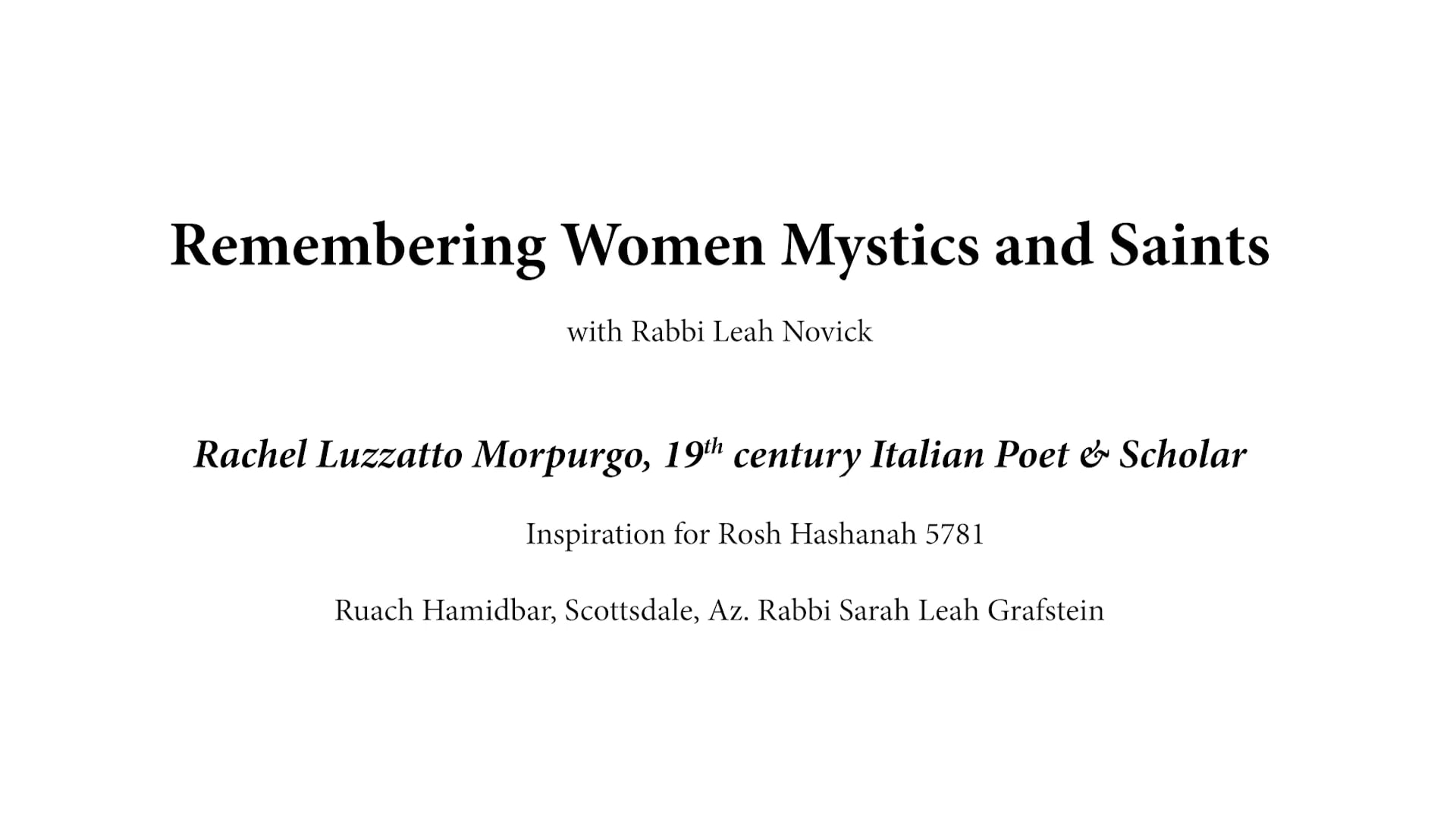 Ep.1 Rabbi Leah’s Series on Women Mystics and Saints - Rachel Luzzatto ...