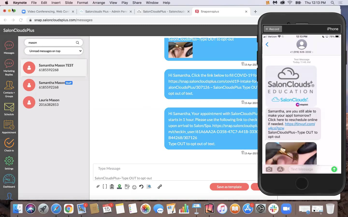 SalonCloudsPlus LIVE Webinar: SNAP SMS Texting System with Contactless ...