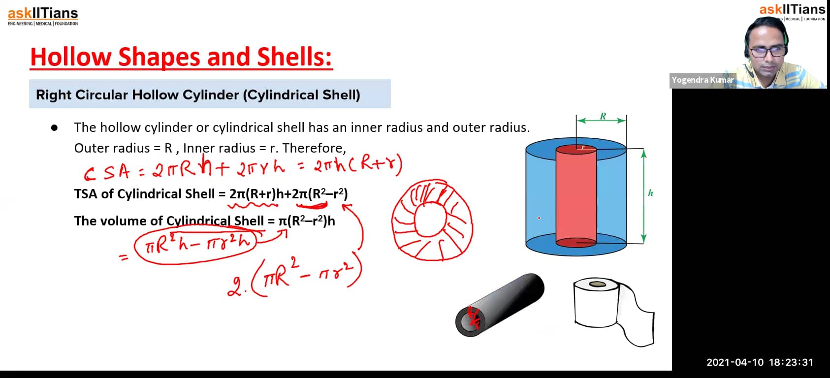 Hollow Shapes and Shells , Surface area of Combination of Solids on Vimeo