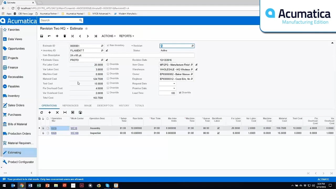 Acumatica Estimating - Brilliant Cloud on Vimeo