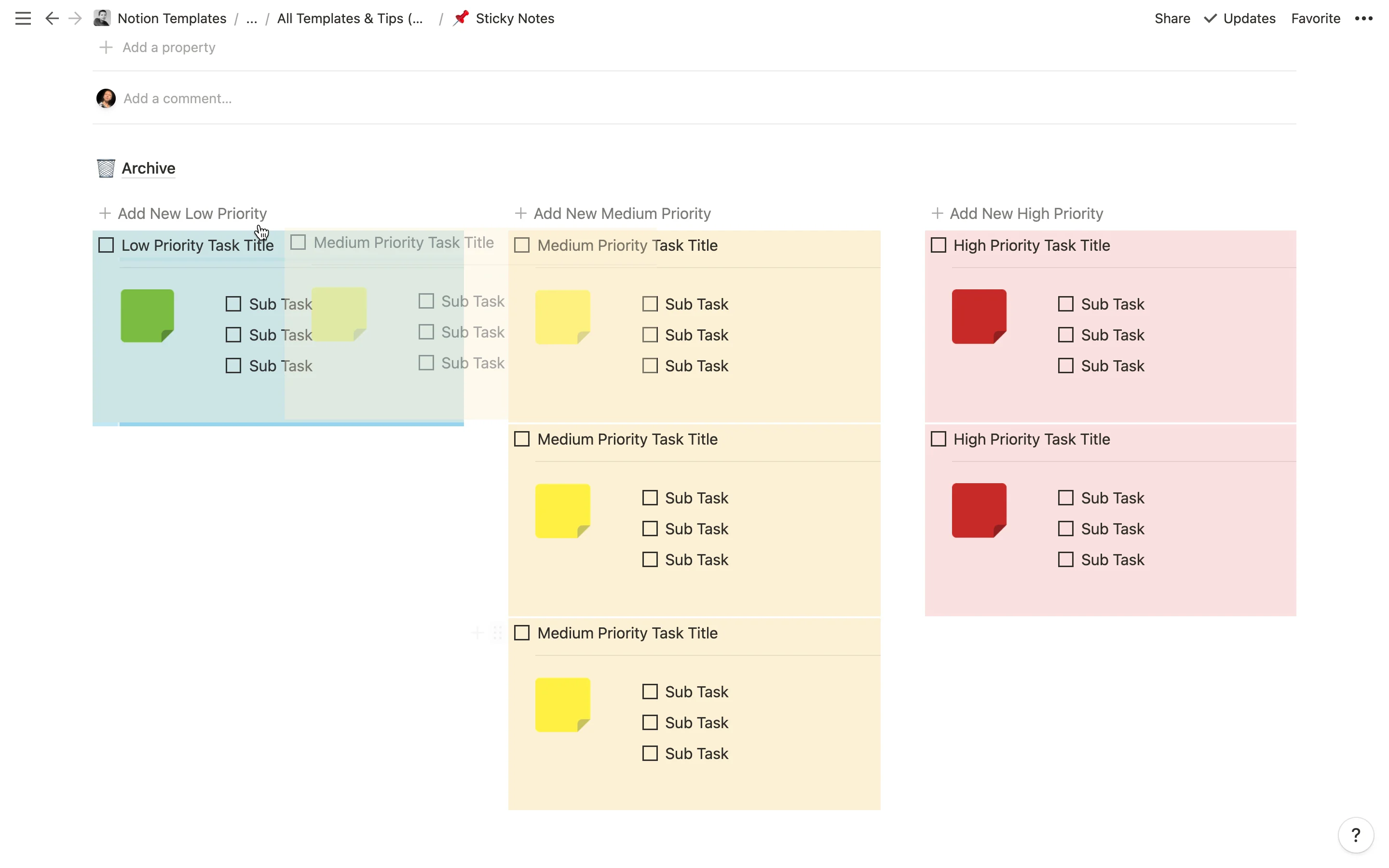 Sticky Notes Template In Notion