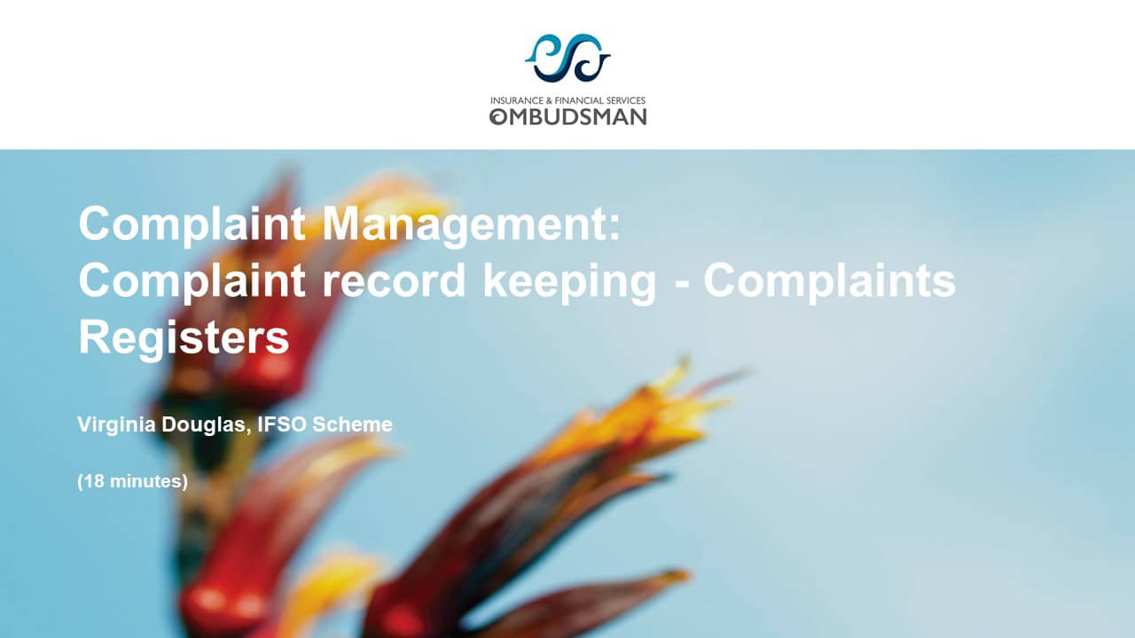 Complaint record keeping - Complaints Registers on Vimeo