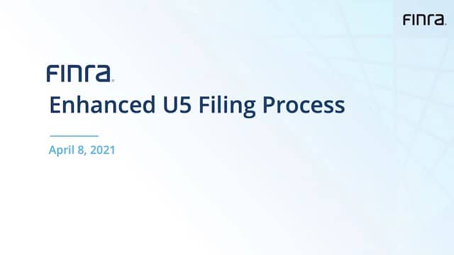 FINRA CRED Webinar Enhanced U5 Filing on Vimeo