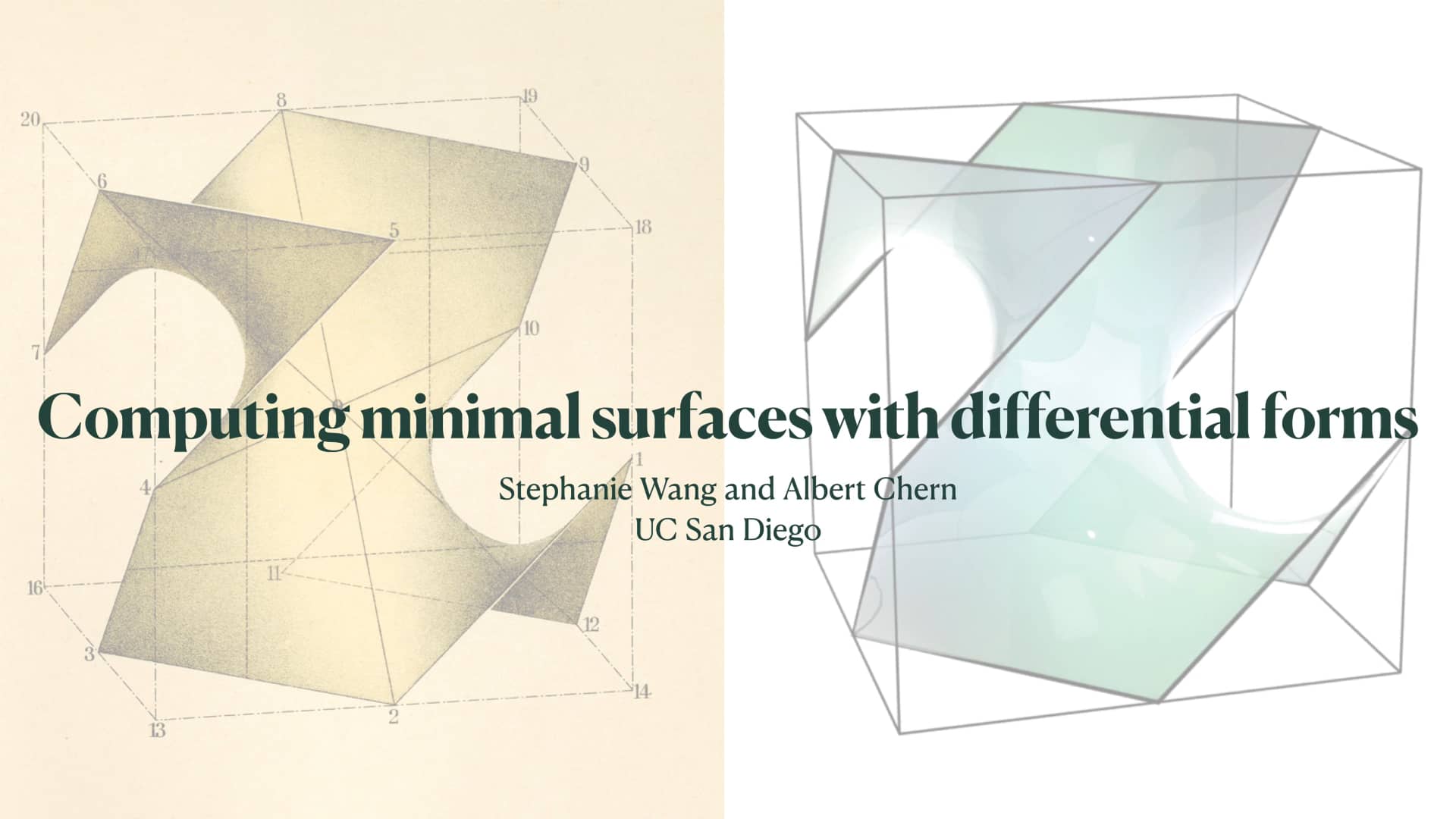 Computing minimal surfaces with differential forms (SIGGRAPH 2021) on Vimeo
