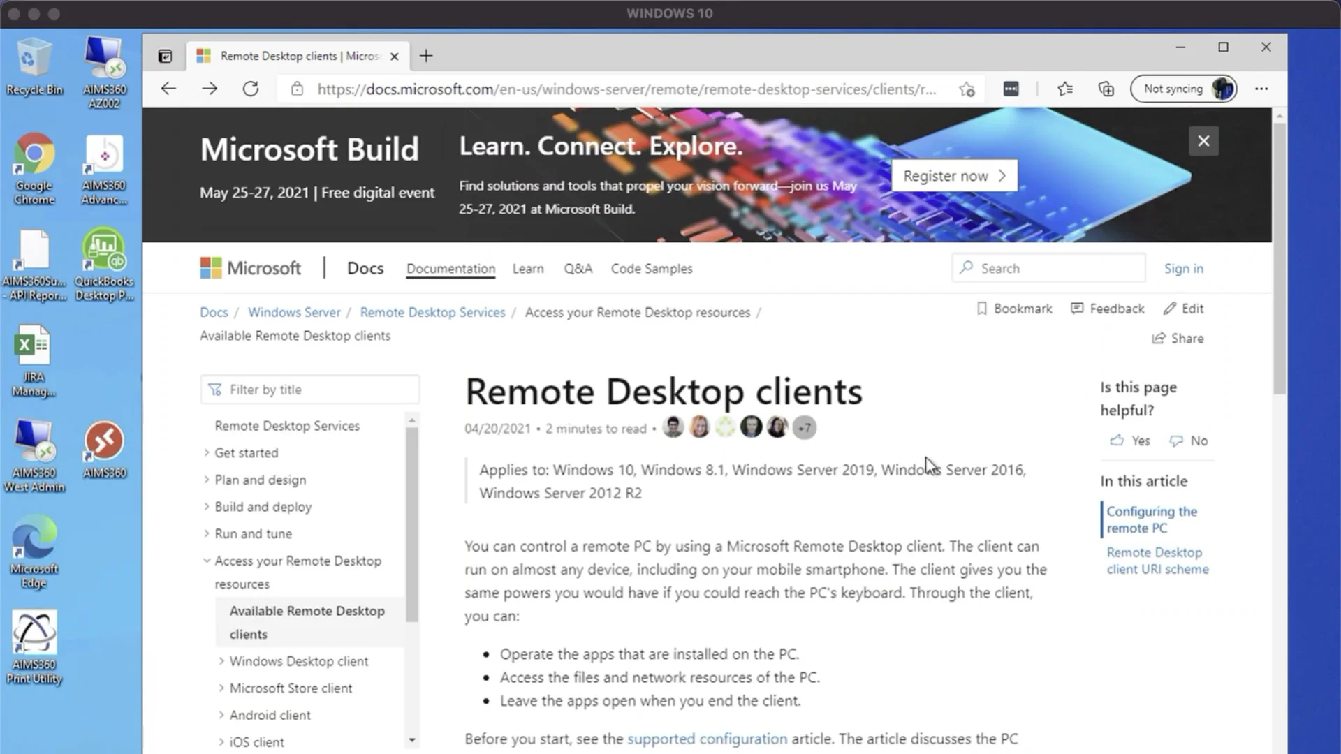 AIMS360 Orientation Videos - WVD Setup and Login for Remote Desktop ...
