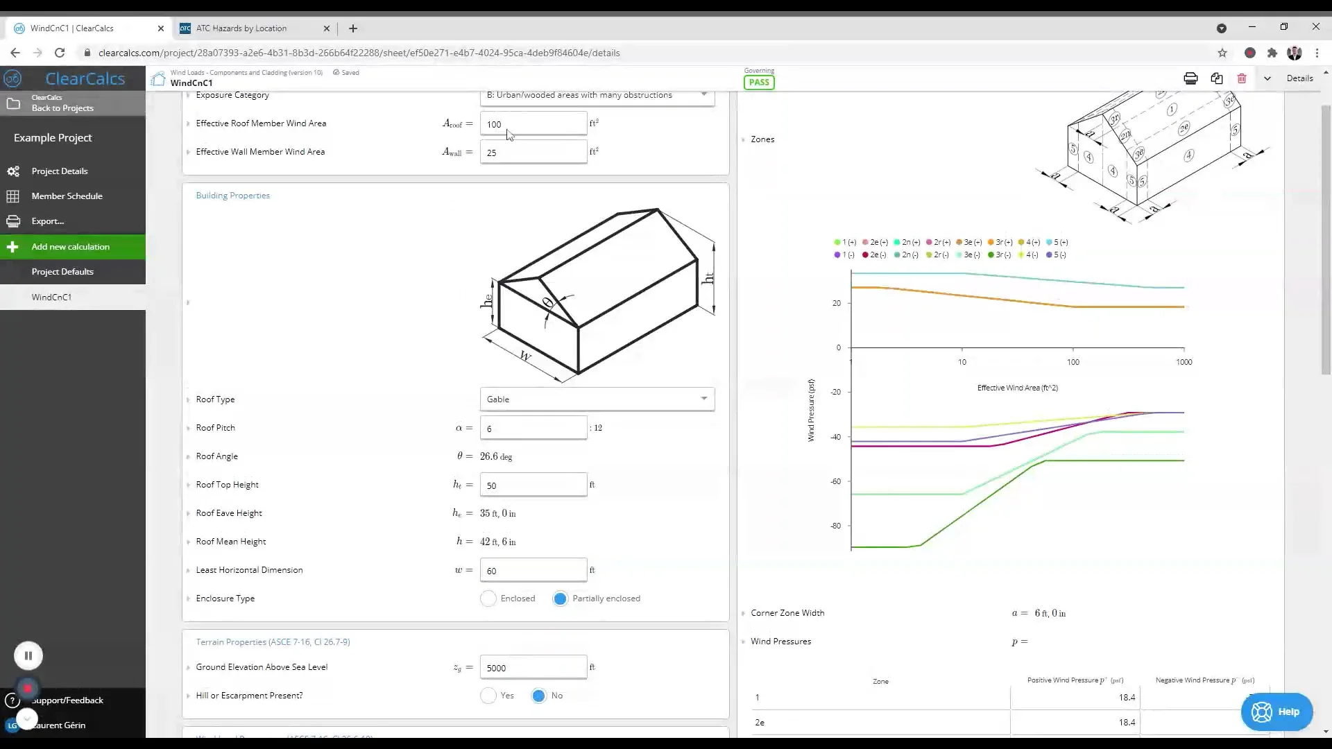 Components and Cladding Wind Loads per ASCE 7-16