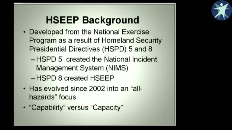 HSEEP for Hospitals Lesson 1: Overview of HSEEP 1/22/2010 on Vimeo