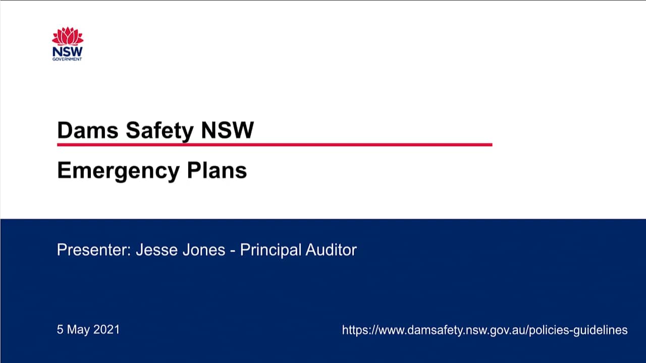 Dams Safety NSW, Emergency Plans held on 5 May 2021 on Vimeo