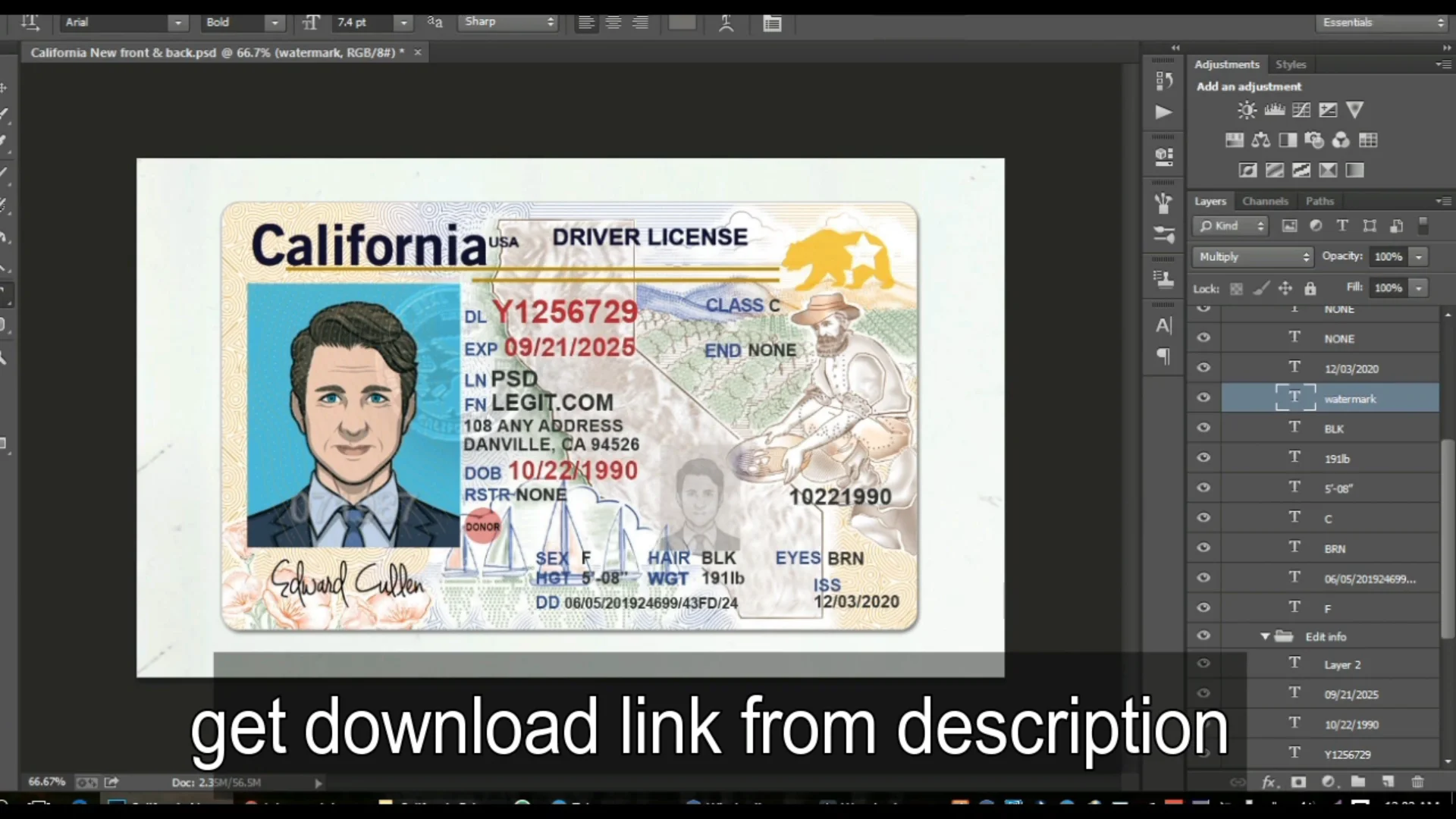 How to edit California Driver License Template