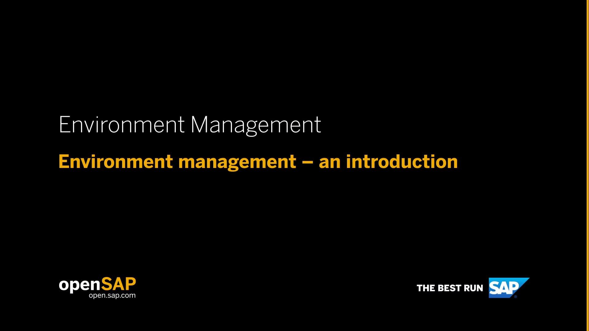Unit 1: Environment management – an introduction | SAP Environment,