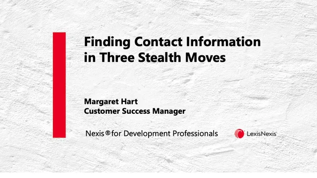 Nexis for Development Professionals Webinar Series - NDP Finding ...